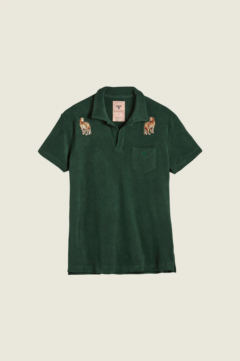 OAS COMPANY Green Tiger Polo Terry Shirt – kyo journal